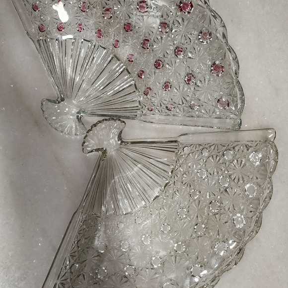 Accents | Vintage Cut Glass Fan Shaped Clear Crystal Dish Set Of 2 ...
